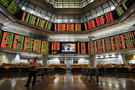 Man Watches Electronic Display Boards Showing Editorial Stock Photo ...