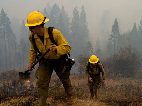 Us Forest Service Firefighters Hike Slope Editorial Stock Photo - Stock ...