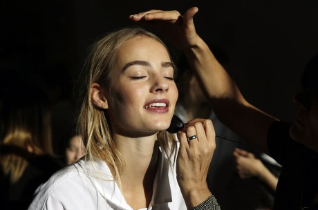 Model Gets Her Makeup Done Backstage Editorial Stock Photo - Stock ...
