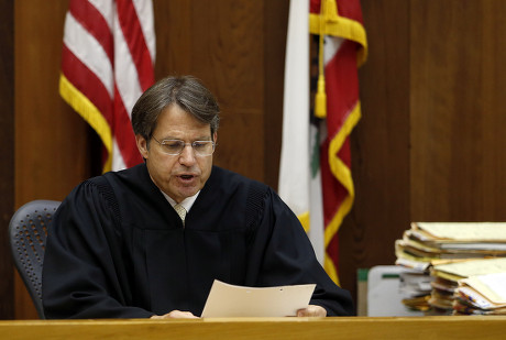 Judge Timothy Volkman Reads Document During Editorial Stock Photo ...