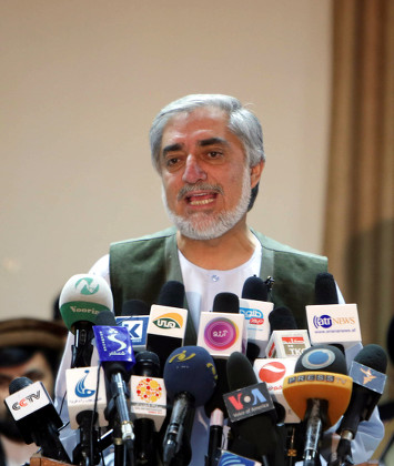 Afghan Presidential Candidate Abdullah Abdullah Speaks Editorial Stock ...