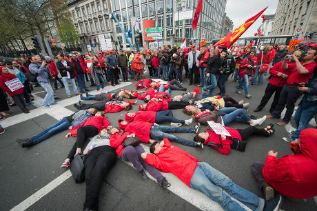 Belgian Public Sector Workers Stage Diein Editorial Stock Photo - Stock ...