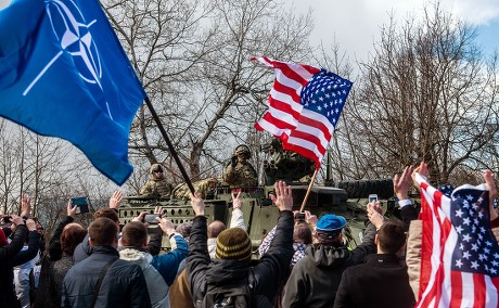 People Wave Us Nato Flags They Editorial Stock Photo - Stock Image ...