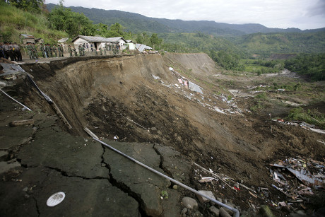 Landscape View Cliff Landslide Caused By Editorial Stock Photo - Stock ...