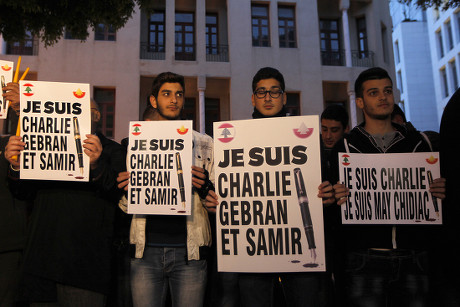 Lebanese Protesters Carry Placards Reading French Editorial Stock Photo ...