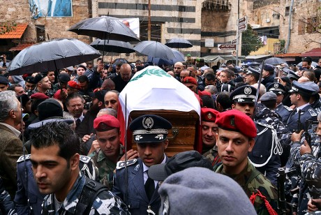 Lebanese Soldiers Help Carry Coffin Former Editorial Stock Photo ...