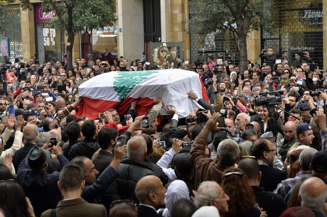 Mourners Relatives Lebanese Singer Sabah Carry Editorial Stock Photo ...