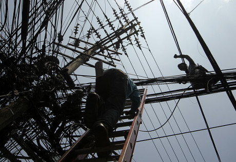 Filipino Linemen Conduct Preventive Maintenance Electrical Editorial ...