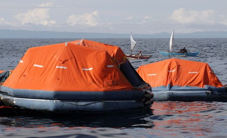 Filipino Fishermen Front Floating Life Rafts Editorial Stock Photo ...