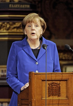 German Chancellor Angela Merkel Delivers Address Editorial Stock Photo ...