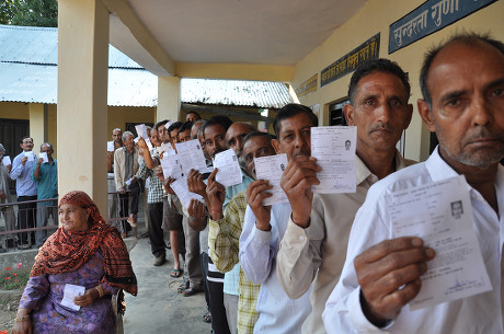 Indian Men Show Their Voting Slips Editorial Stock Photo - Stock Image ...