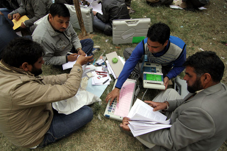 Indian Polling Officers Inspect Electronic Voting Editorial Stock Photo ...