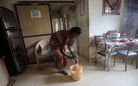 Indian Housemaid Works Residential Building Mumbai Editorial Stock ...