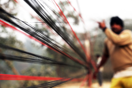 Indian Workers Prepare Kite Thread On Editorial Stock Photo - Stock ...
