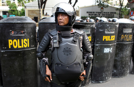 Indonesian Anti Riot Police Officers Stand Editorial Stock Photo ...