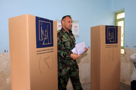 Iraqi Soldier Casts His Ballot During Editorial Stock Photo - Stock ...
