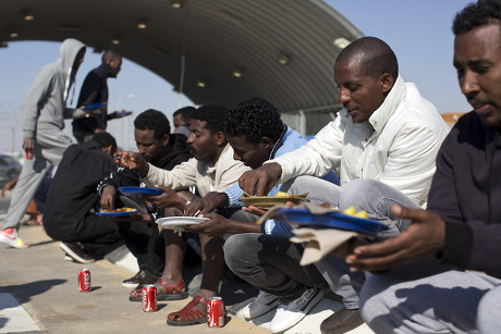 African Migrants Eritrea Eat Hot Meal Editorial Stock Photo - Stock ...