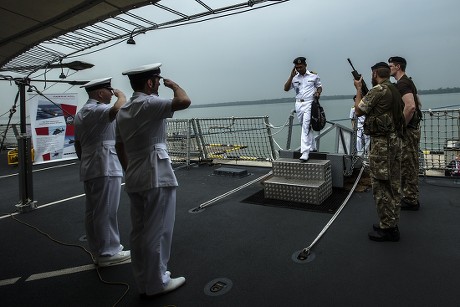 British Navy Sailors Salute Malaysian Navy Editorial Stock Photo ...