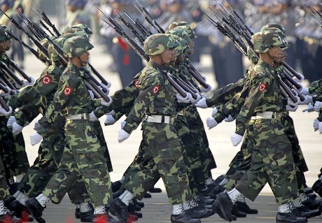 Myanmar Military Soldiers March During 69th Editorial Stock Photo ...