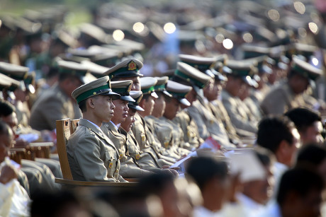 Myanmar Military Officers Sit They Attend Editorial Stock Photo - Stock ...