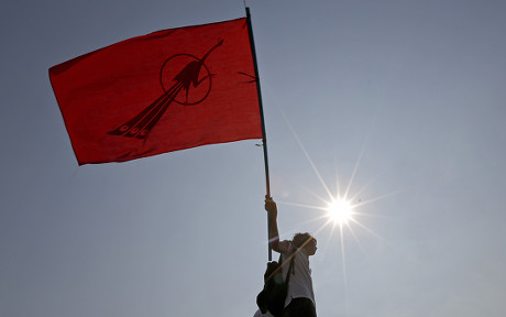 Student Protestor Waves Burmese Student Union Editorial Stock Photo ...