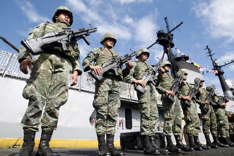 Filipino Marines Stand Guard Outside Navy Editorial Stock Photo - Stock ...