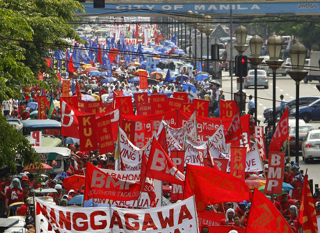 Filipino Protesters Carry Banners Placards During Editorial Stock Photo ...