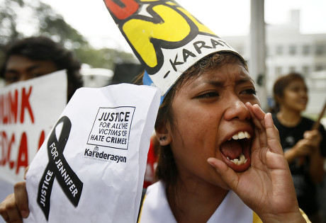 Filipino Student Protester Holds Placard During Editorial Stock Photo ...
