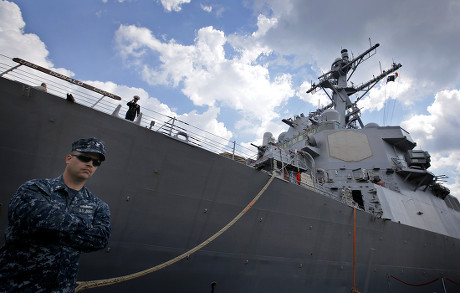 Us Navy Serviceman Guards Uss Donald Editorial Stock Photo - Stock ...