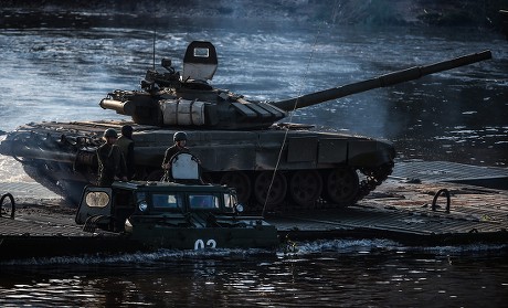 Russian Servicemen On Pontoon Bridge Transport Editorial Stock Photo ...