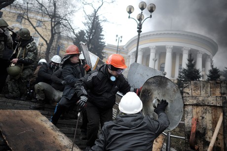 Antigovernment Protesters Hide Behind Shields Riot Editorial Stock ...