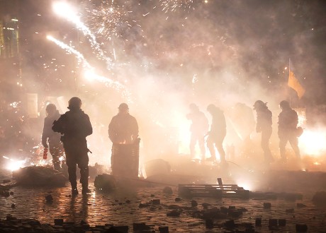 Firework Shot By Protesters Explodes Front Editorial Stock Photo ...