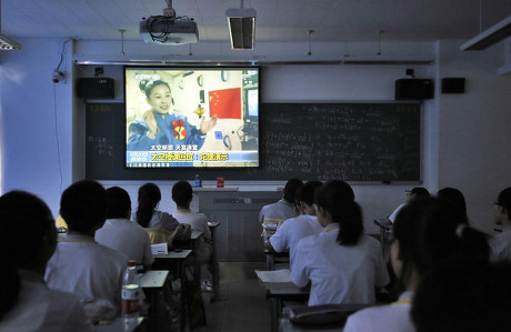 Students Watch Lesson By Chinese Astronaut Editorial Stock Photo ...