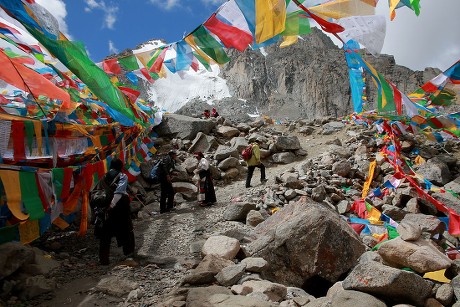 Tibetans Pray Walk Around Kailash Mountain Editorial Stock Photo ...