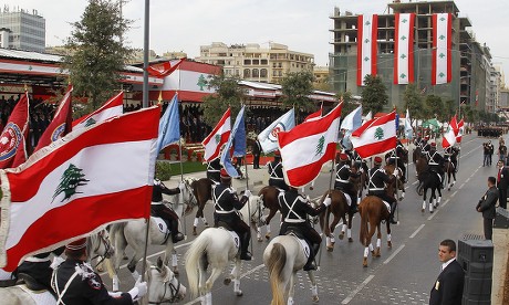 Lebanese Army Soldiers On Horseback Carry Editorial Stock Photo - Stock ...
