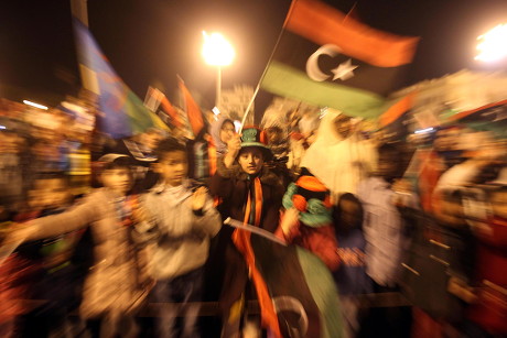 Libyans Wave National Flags They Celebrate Editorial Stock Photo ...