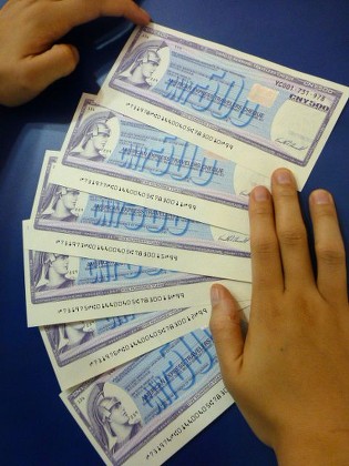 Clerk Displays Stack Chinese Yuan Travelers Editorial Stock Photo ...