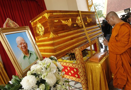 Thai Buddhist Monk Prays Front Coffins Editorial Stock Photo - Stock ...
