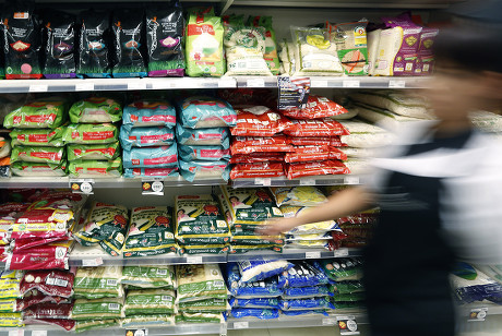 Rice Packed Sale On Shelves Supermarket Editorial Stock Photo - Stock ...