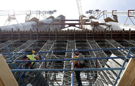 Construction Workers Perform Their Duties Construction Editorial Stock ...