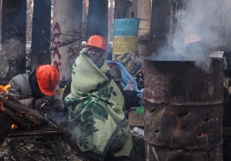 Protesters Have Brief Rest Barricade During Editorial Stock Photo ...