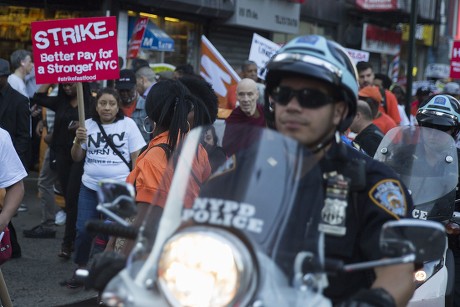 Nypd Motorcycle Police Escorts Protestors Marching Editorial Stock ...