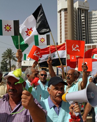 Iraqi Communist Party Members Wave Flags Editorial Stock Photo - Stock ...