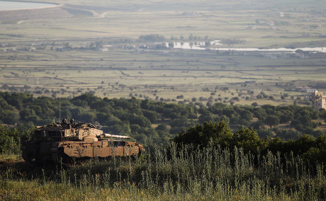 Israeli Tanks Taking Positions On Israelisyrian Editorial Stock Photo ...