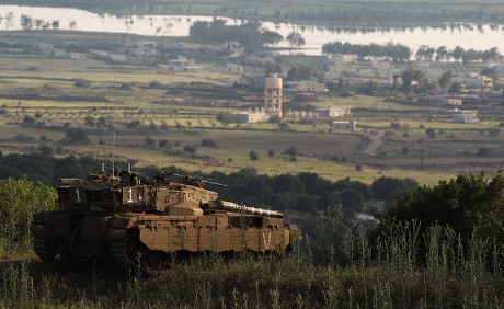 Israeli Tanks Taking Positions On Israelisyrian Editorial Stock Photo ...
