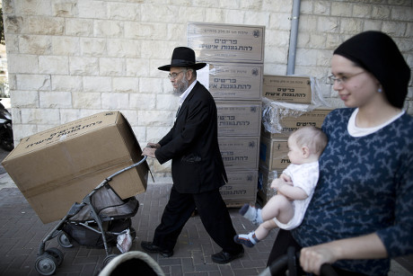 Ultraorthodox Man Pushes Boxful Gas Mask Editorial Stock Photo - Stock ...