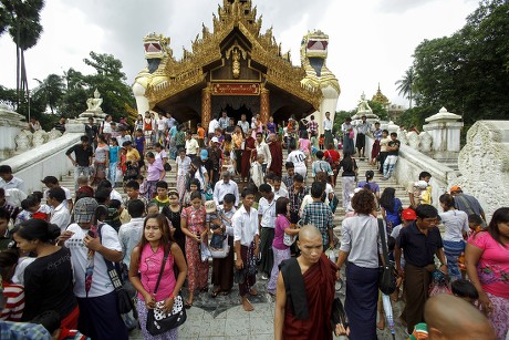 Buddhist Devotees Visit Holy Shwedagon Pagoda Editorial Stock Photo ...