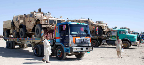 Trucks Transporting Nato Military Vehicles Destined Editorial Stock ...