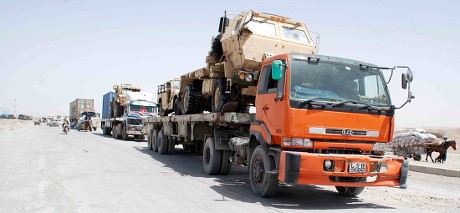 Trucks Transporting Nato Military Vehicles Destined Editorial Stock ...