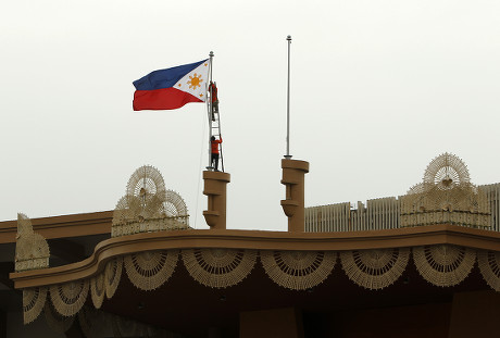 Filipino Workers Raise Philippine Flag On Editorial Stock Photo - Stock ...